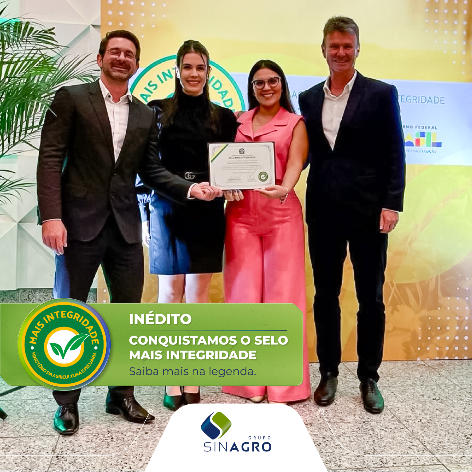 Grupo Sinagro conquista o Selo Mais Integridade - Grupo Sinova